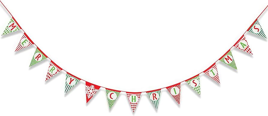 14ft Multi-Patterned Merry Christmas Paper Bunting Flags - Party Buz
