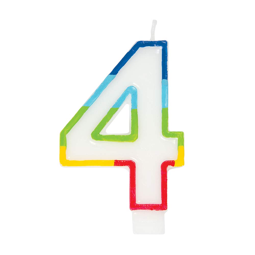 Rainbow Border Number 4 Birthday Candle - Party Buz