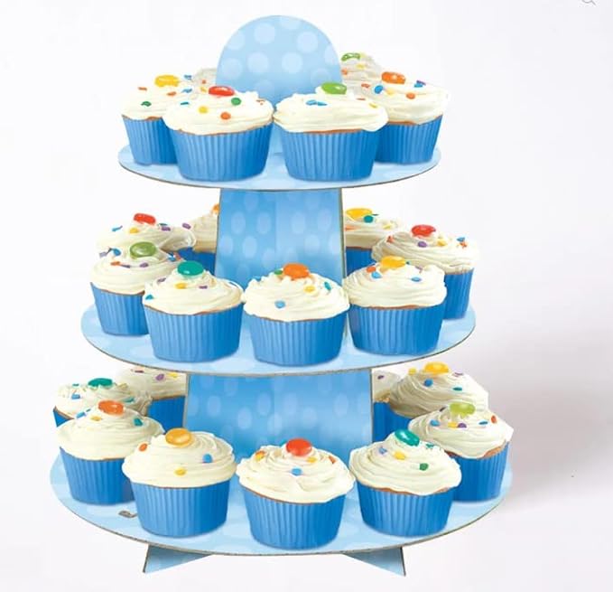 Cupcake Stand – Blue Foil Confetti Design – Party Buz