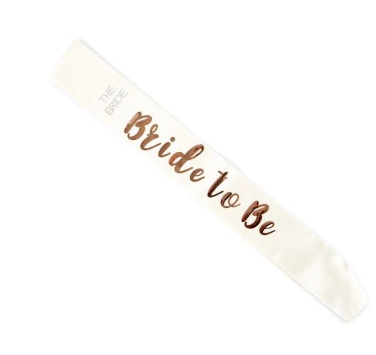 Cream & Rose Gold Bride Tribe Bride-To-Be Sash - Party Buz