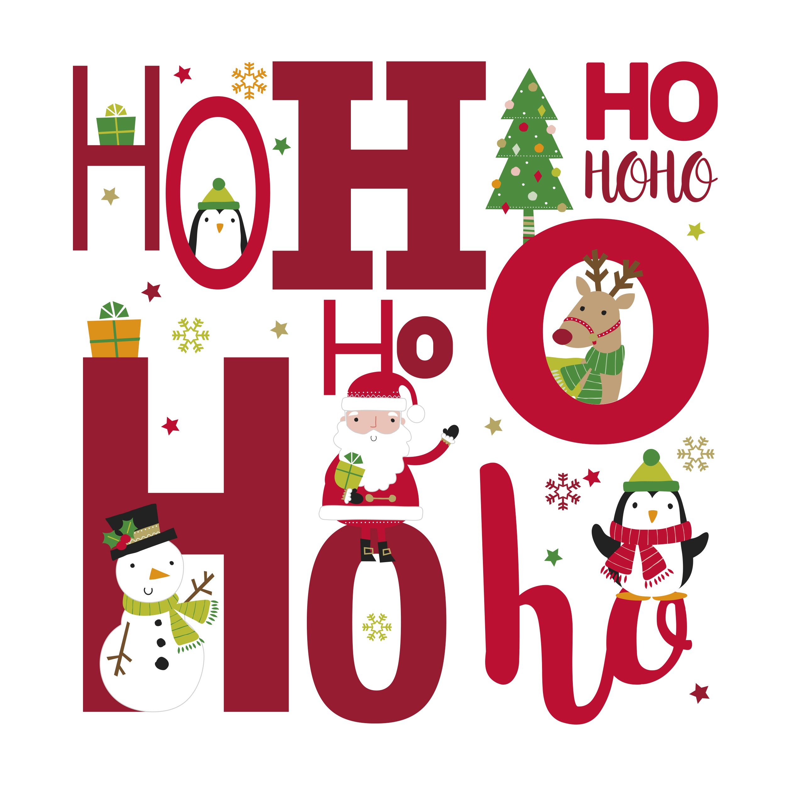 Pack 20 Square Christmas Ho Ho Ho Mini Card - Party Buz